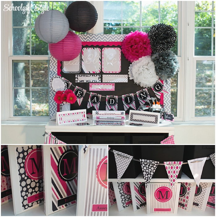 Hot Pink, Black, and Gray Classroom Couture
