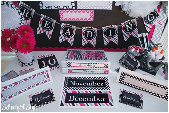 Hot Pink, Black, and Gray Classroom Couture